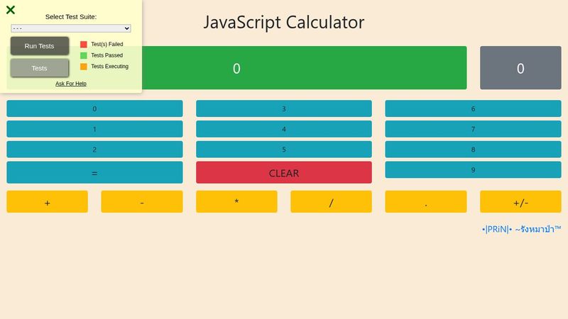 Prin's JavaScript Calculator (2) (Incomplete) (freeCodeCamp Project)