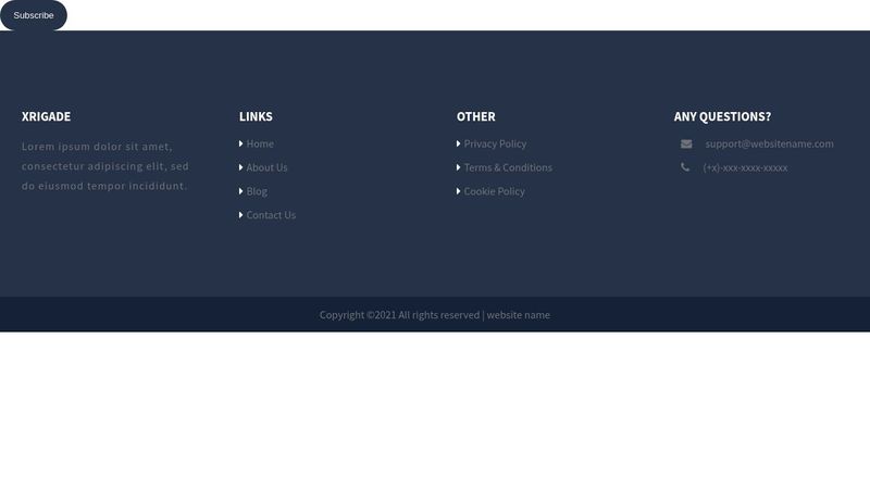 Footer with newsletter section - Responsive