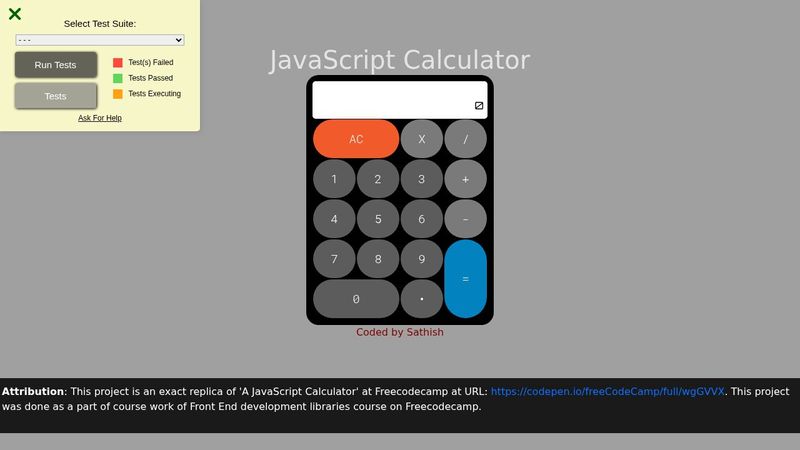JavaScript Calculator using React Redux 1