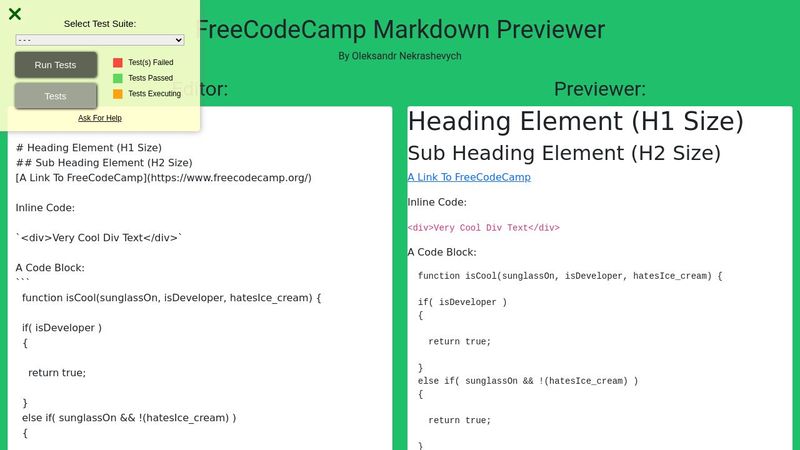 Markdown Previewer (FCC)