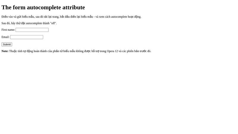 HTML autocomplete Attribute