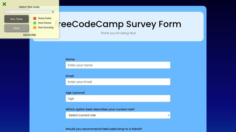 Survey Form freeCodeCamp