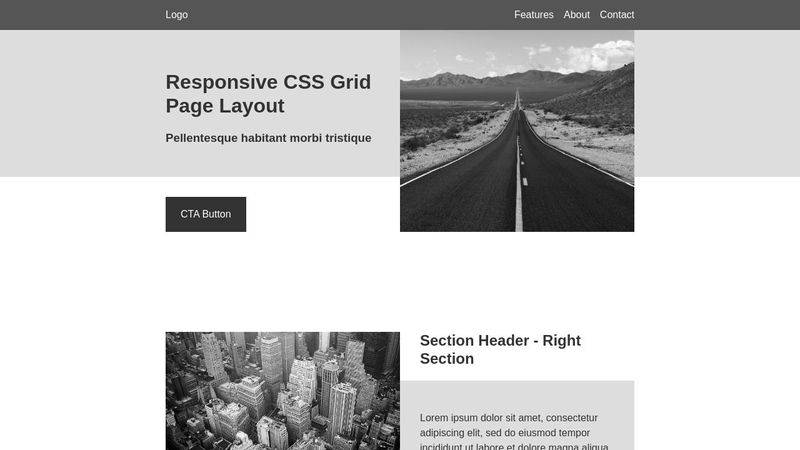 Responsive CSS Grid Page Layout