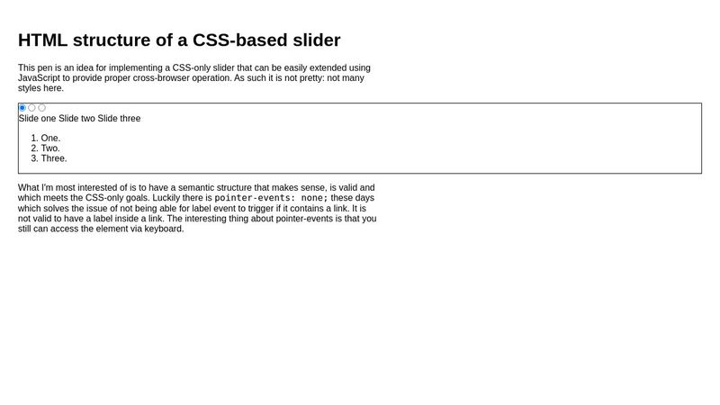 Idea: HTML for CSS-based slider