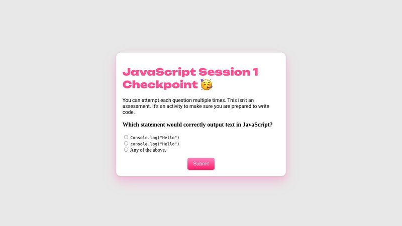 JS Checkpoint quiz