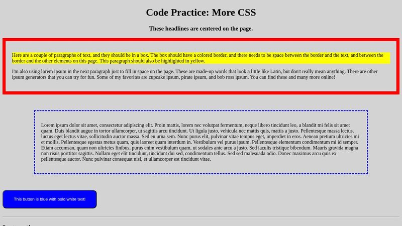 Code Practice: More CSS