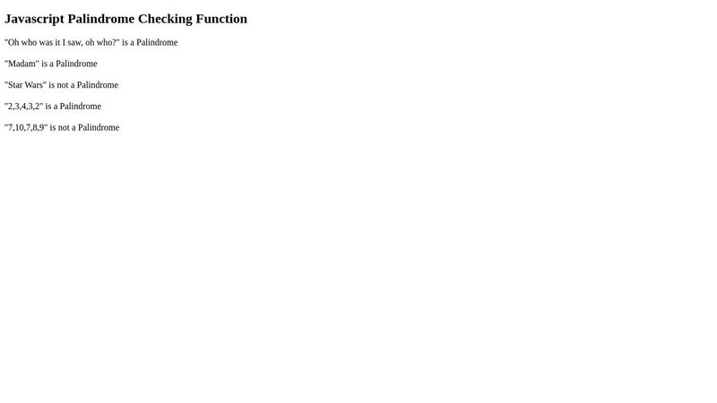 Javascript Palindrome Check