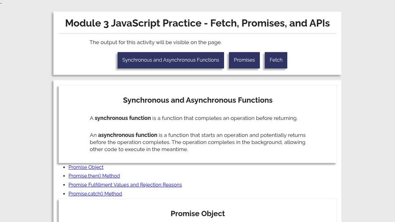 Module 3 Coding Activity - Fetch, Promises, and APIs - STARTER - PLEASE FORK