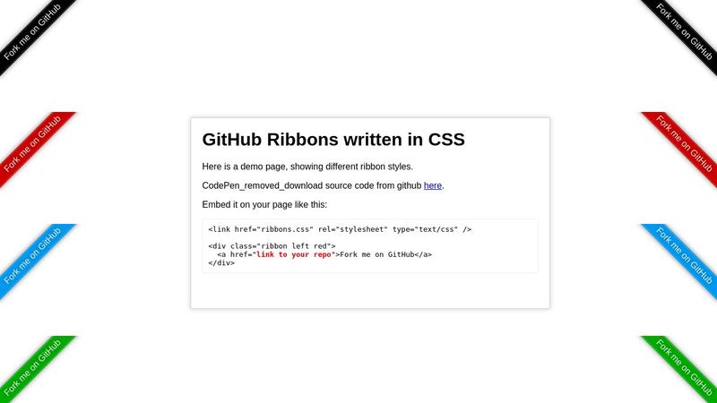 GitHub Ribbons written in CSS