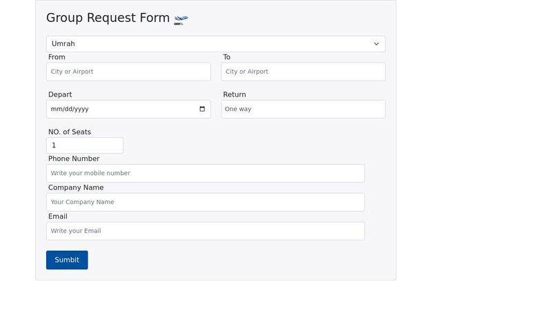 Flight Search form