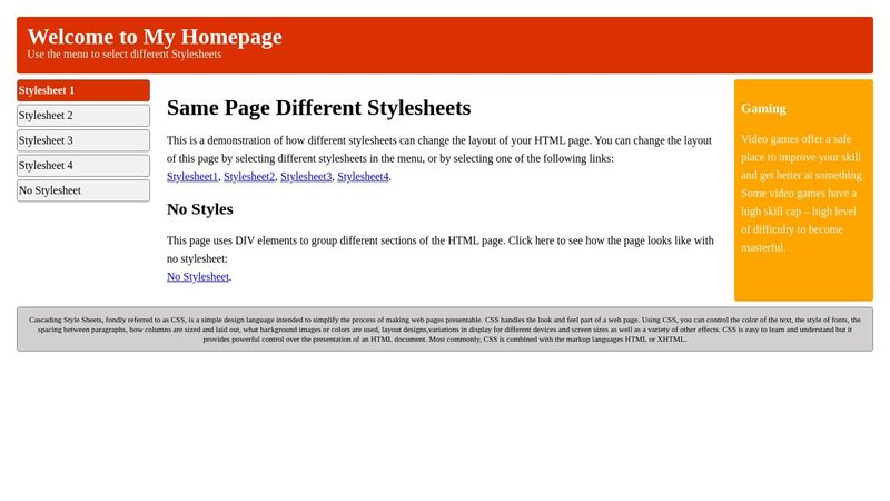 Different StyleSheets in a single Page
