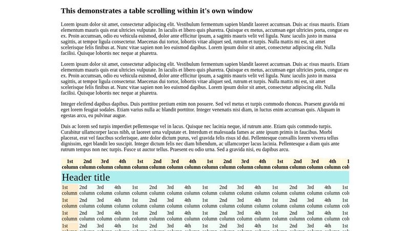 Table sticky column and header
