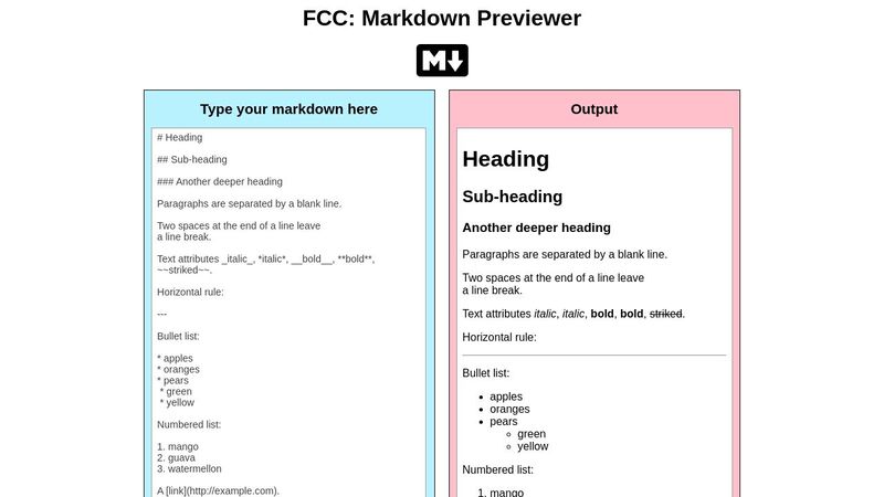 Markdown Previewer - FCC
