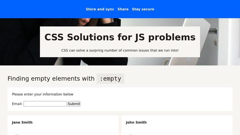 CSS Solutions for JS problems