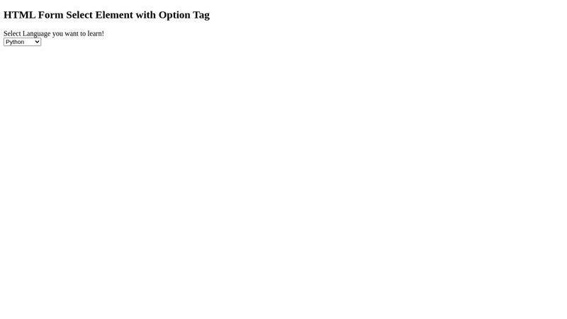 HTML Form Select Element with Option Tag