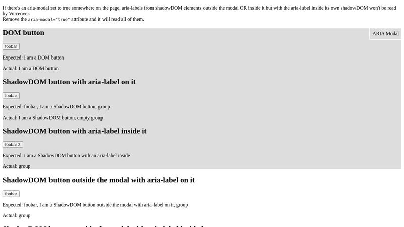 Safari (15.6) + Voiceover doesn't read some ShadowDOM elements's aria-label