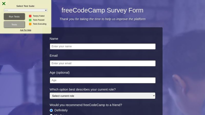 2 - Responsive Web Design Projects - Build a Survey Form (freeCodeCamp)