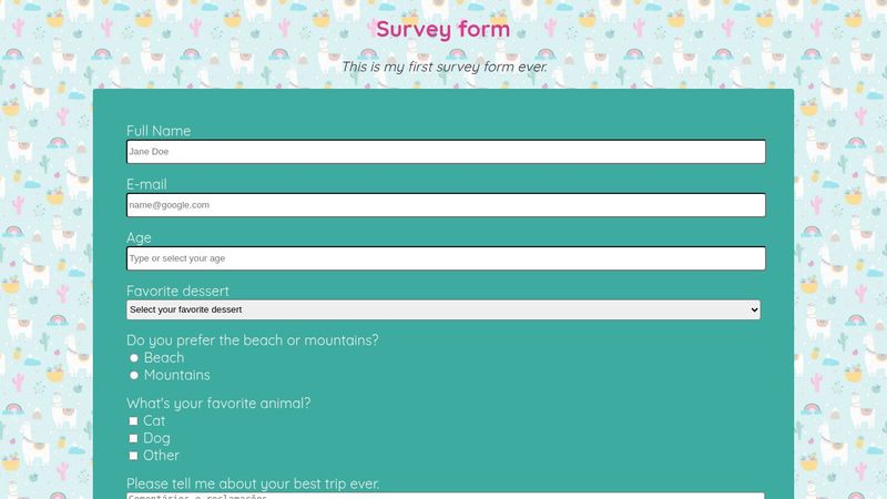 My first survey form
