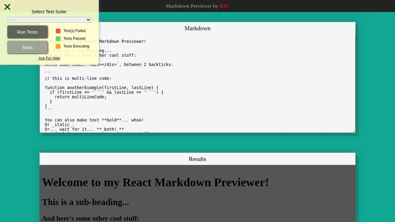 Markdown Previewer Using React