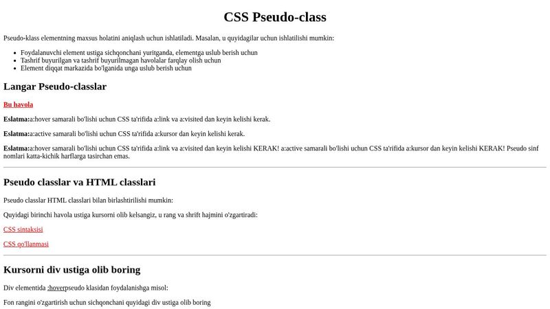 CSS Pseudo-class