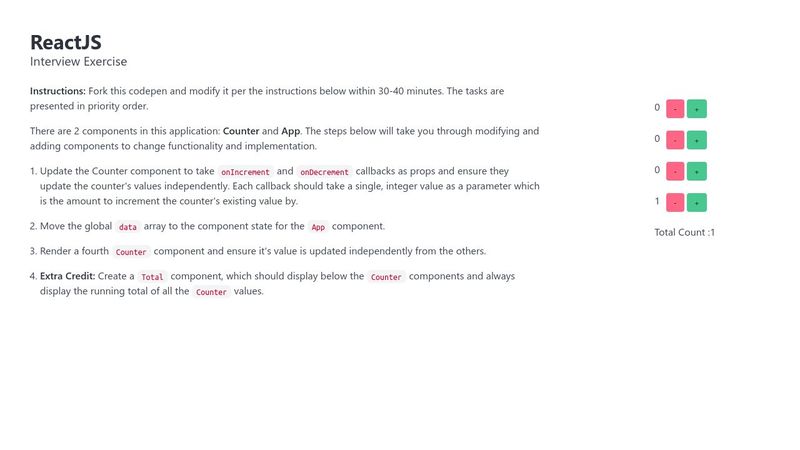 ReactJS Interview Exercise