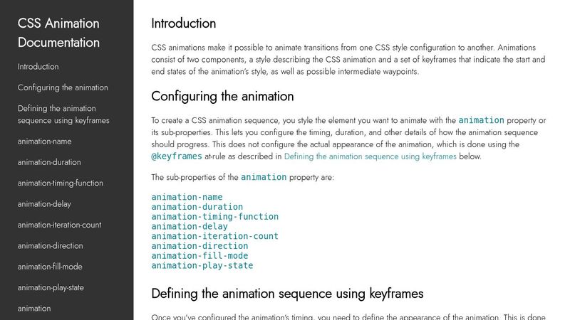 CSS Animation technical documentation