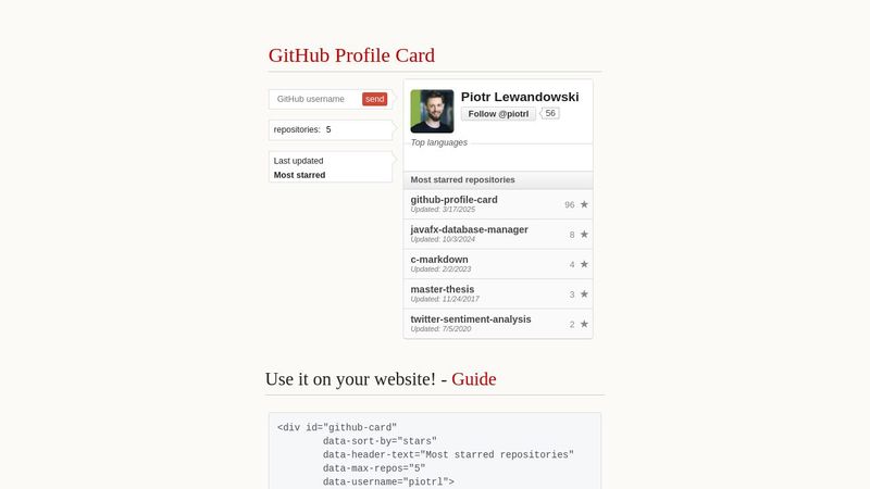 GitHub profile card