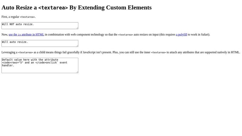 Auto Resize a By Extending Custom Elements