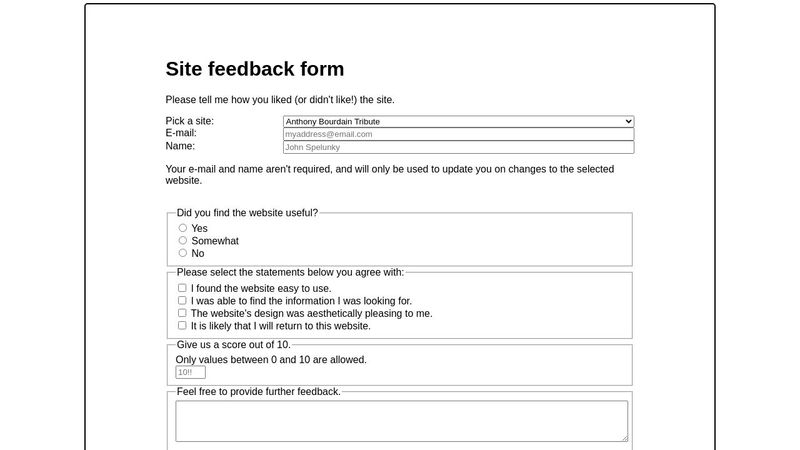 Demo Site Feedback Form