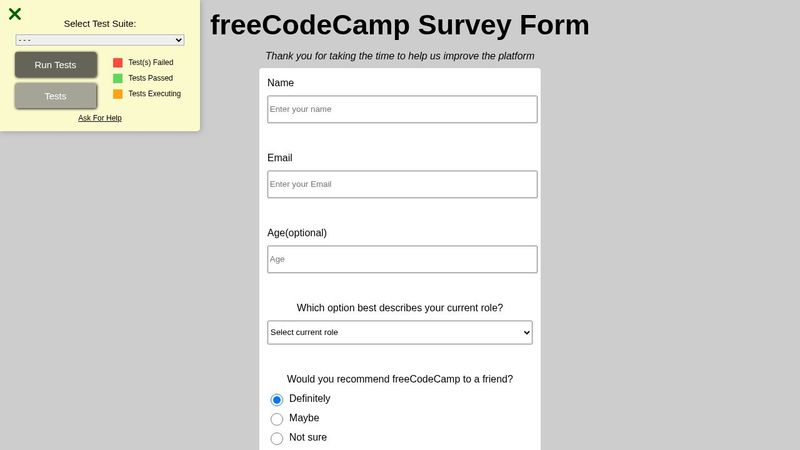 Responsive Web Design Projects - Build a Survey Form