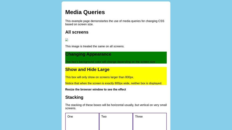 Media Queries Example