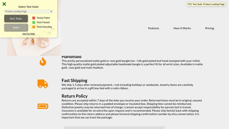 FCC: Product Landing Page