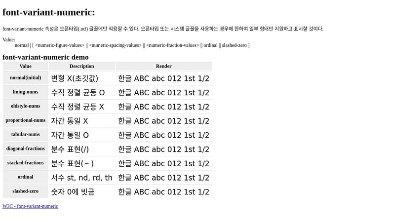 font-variant-numeric: