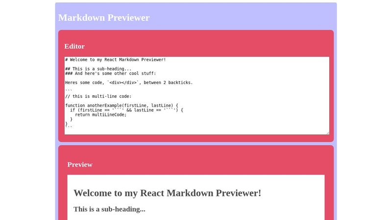 Build a Markdown Previewer