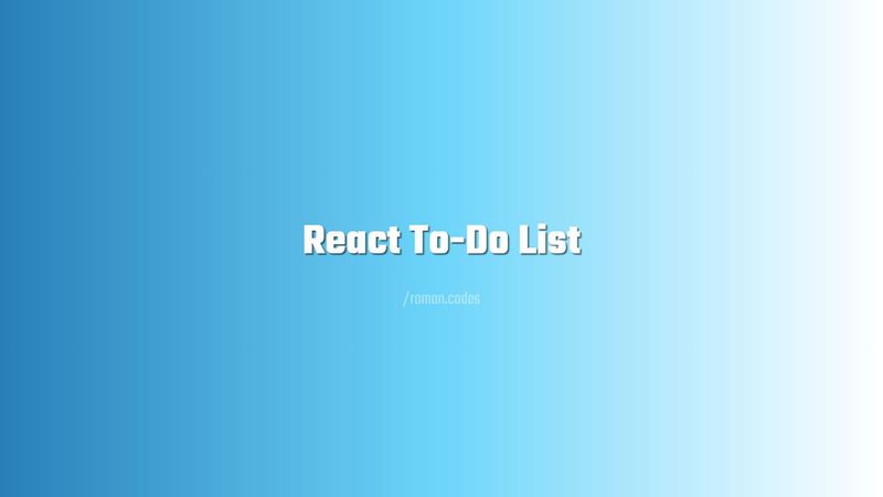 React To-Do List with Hooks