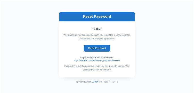 Table Based Email Template