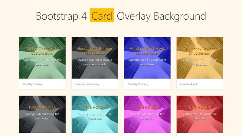 Bootstrap 4 SCSS - Cards Overlay Image Background