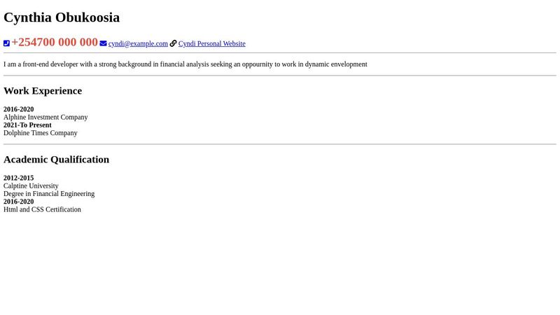 Cv html and CSS challenge
