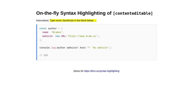 On-the-fly Syntax Highlighting of [contenteditable]