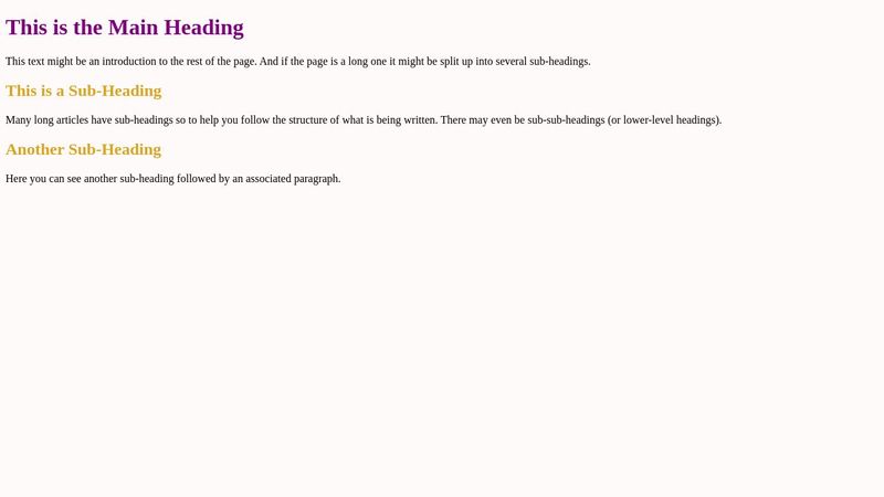 HTML Structural Body Elements