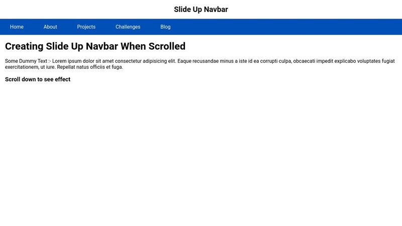 Slide Up Navbar On Scroll