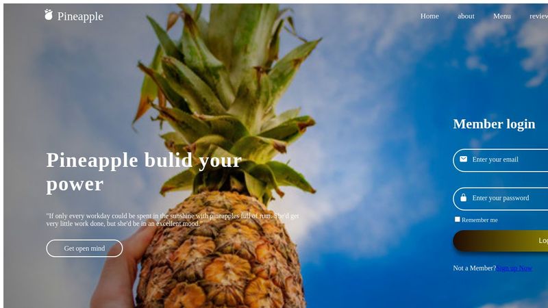 pineapple login page using html-css