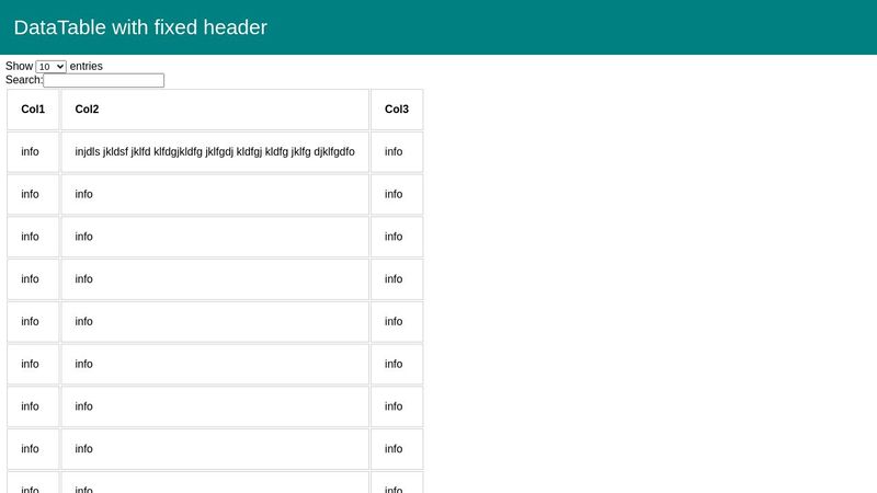 jQuery DataTable with FixedHeader