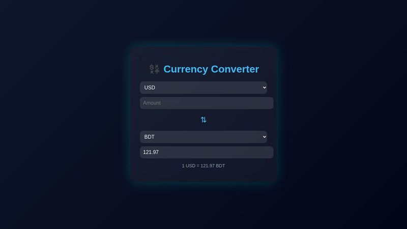 Real-Time Currency Converter | Glassmorphism UI