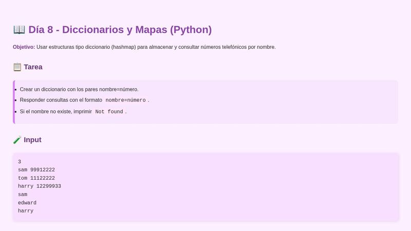 Day 8: Dictionaries and Maps