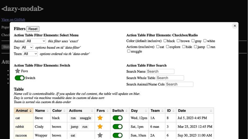 lazy-modal web component
