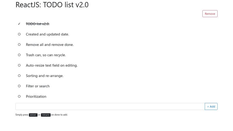 ReactJS: TODO list v2.0