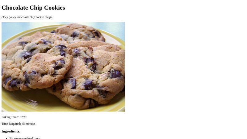 HTML I: Cookie recipe