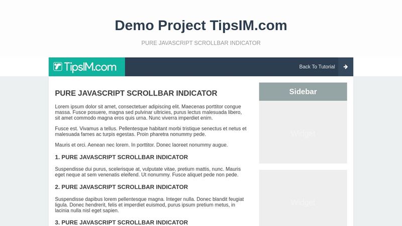 PURE JAVASCRIPT PROGRESS SCROLLBAR