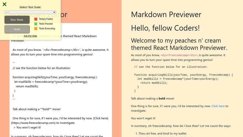 Markdown Previewer (freecodecamp w/ React)